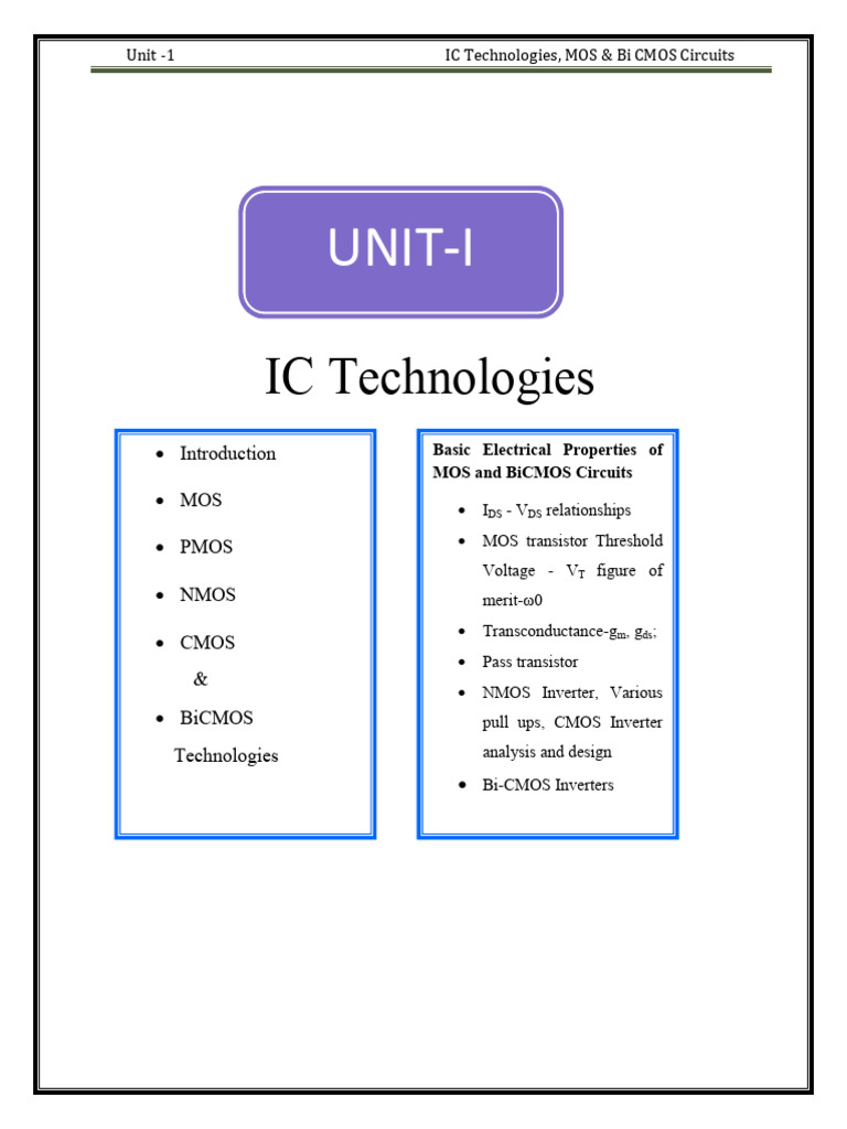 Vlsi Unit 1 Pdf Mosfet Field Effect Transistor