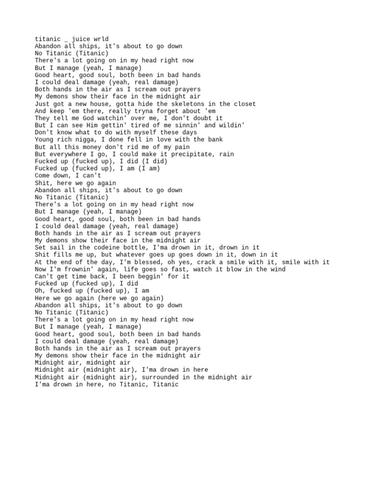 Titanic - Juice WRLD | PDF