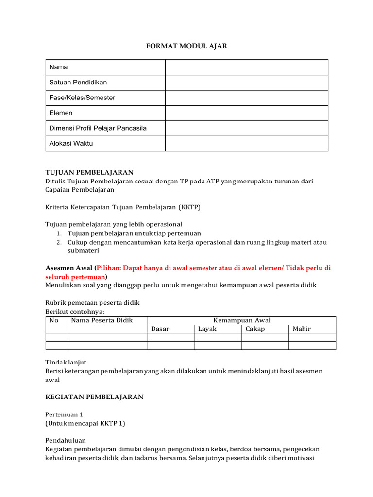 FORMAT RPP atau Modul Ajar-FIX | PDF