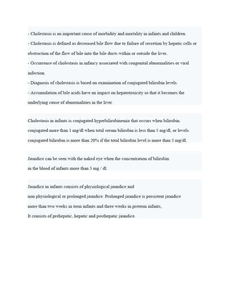 Cholestasis in Infants: Causes & Diagnosis | PDF