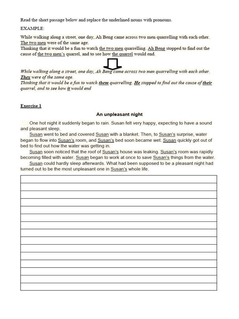 Substitute nouns with pronouns1 | PDF