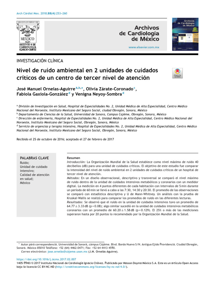 Acmx 2018 88 4 253-260 | PDF | ruido | Decibel