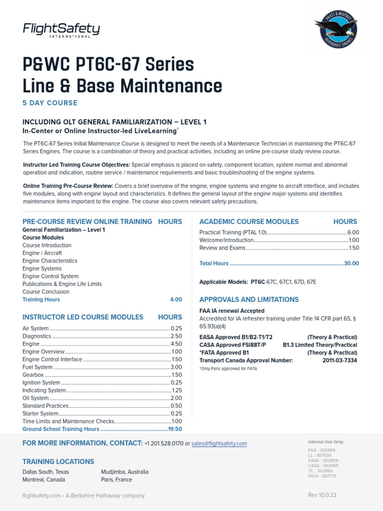 PWC-PT6C-67-Series-Line-Base-Maintenance (1) | PDF | Aviation | Transport