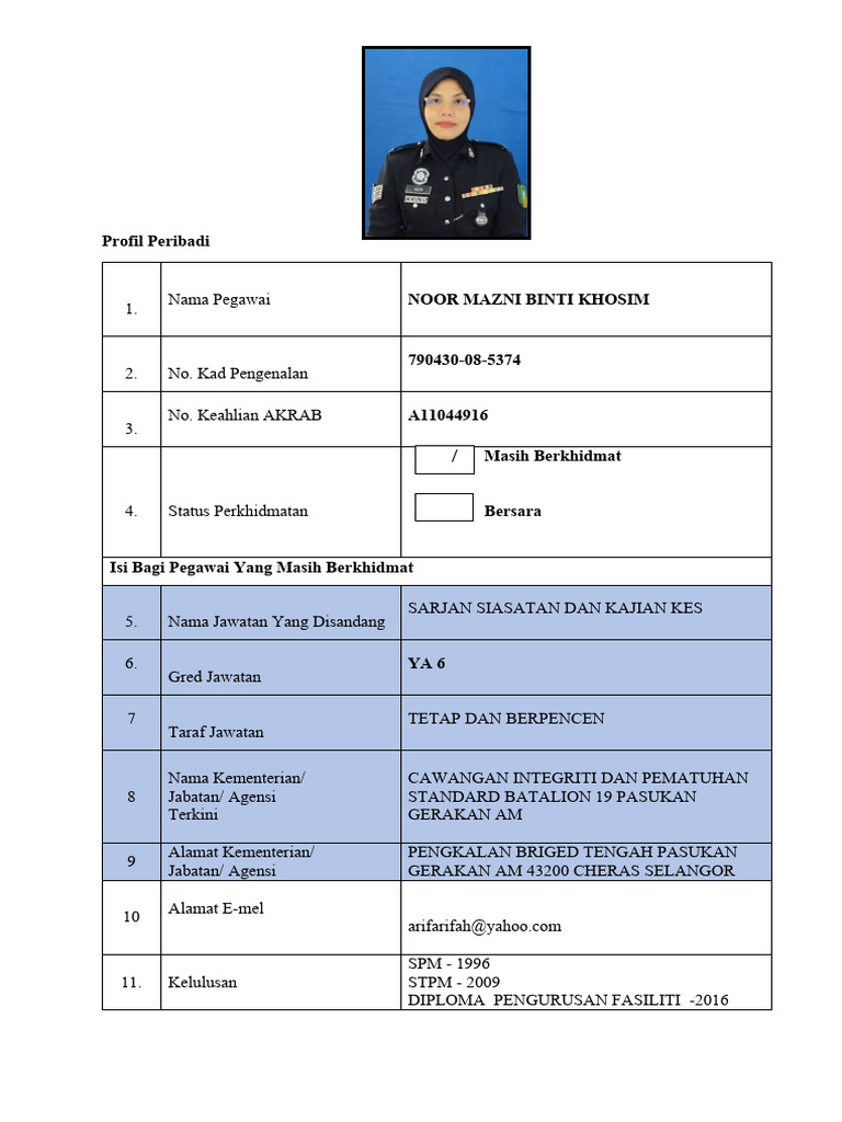 Profil Peribadi Akrab | PDF