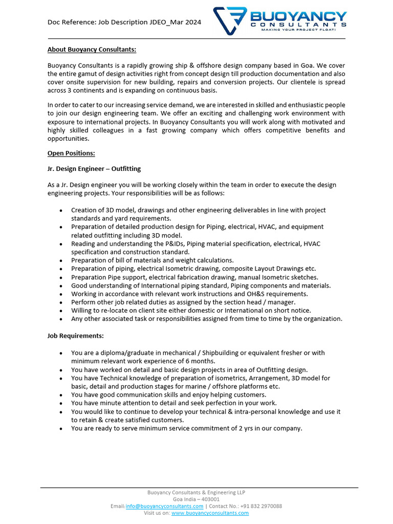 JR - Design Engineer - Outfitting | PDF | Engineering