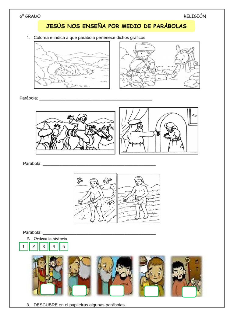 FICHA_JESÚS NOS ENSEÑA POR MEDIO DE PARÁBOLAS | PDF | Parábolas de ...