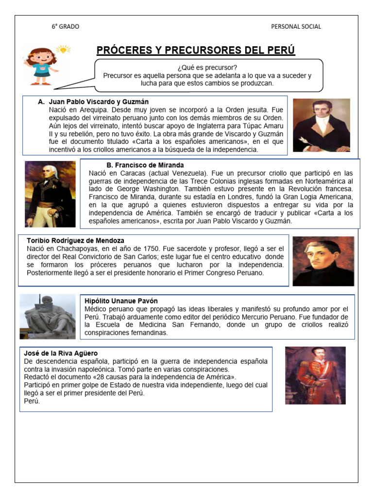 Ficha - Héroes y Precursores | PDF | Perú | América del Sur