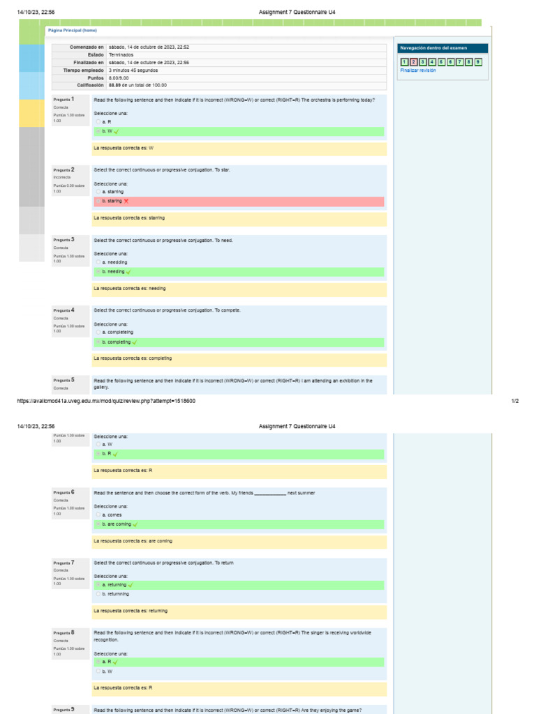 Assignment 7 Questionnaire U4 | PDF