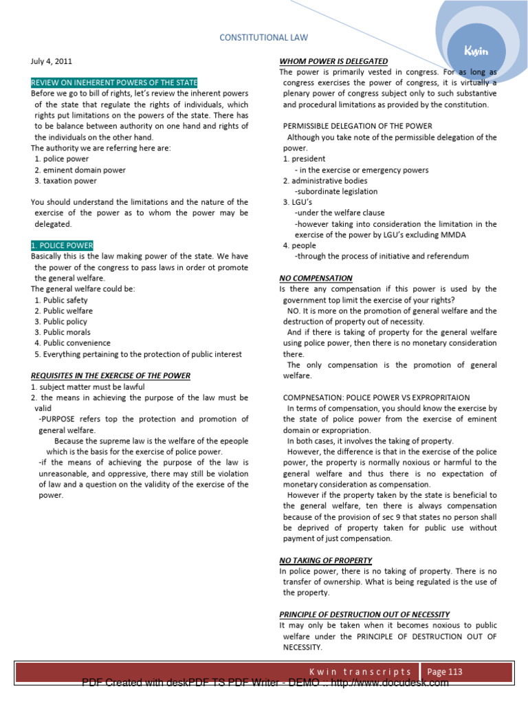 Consti Notes 2 | PDF | Eminent Domain | Taxes