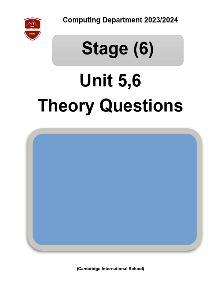 Answer Keys Computing Grade 6 Unit 5,6 Theory Questions | PDF ...