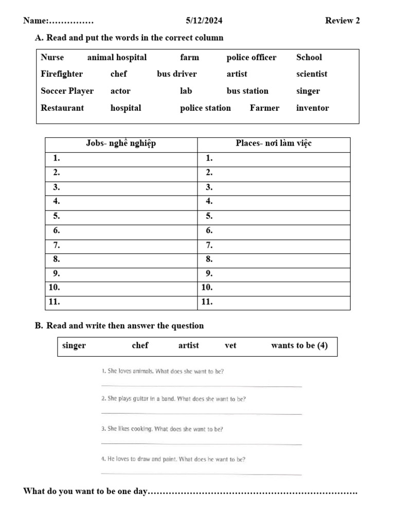 Career Aspirations Worksheet | PDF