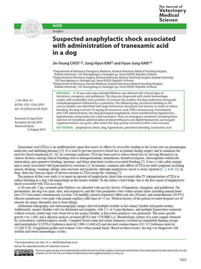 Suspected Anaphylactic Shock Associated With Administration of ...