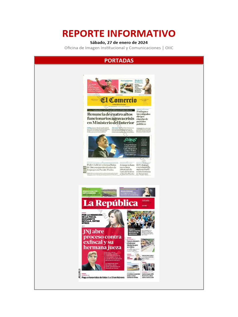 Plantilla Reporte Informativo Mañana | PDF | Perú