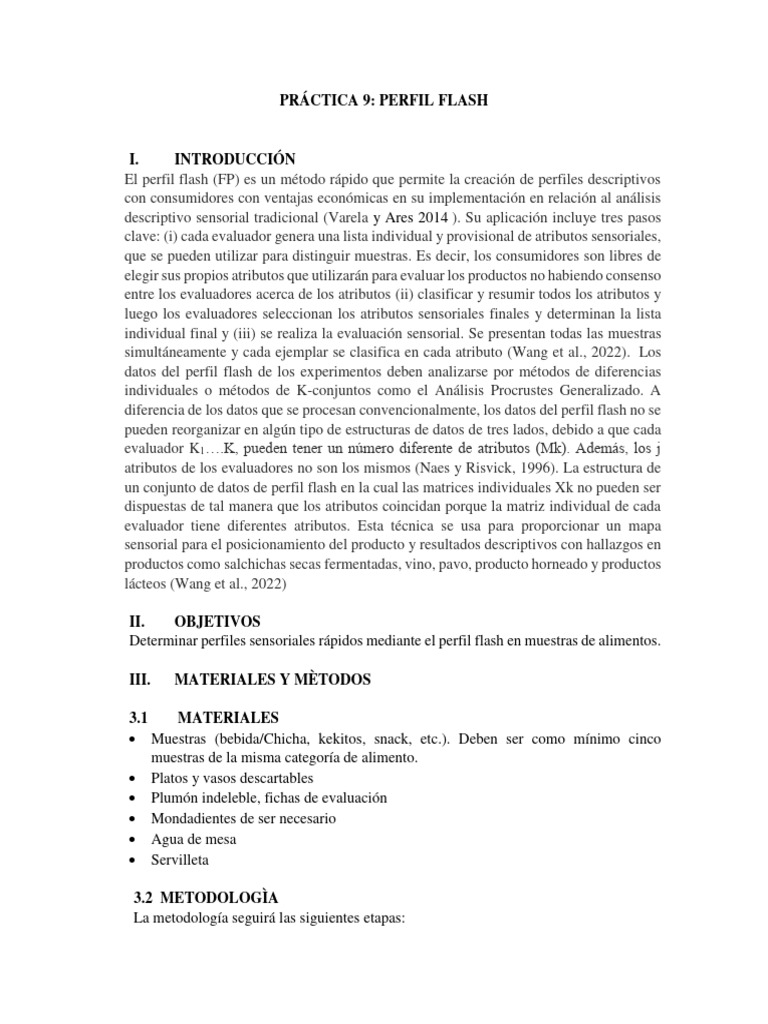 Práctica 9 Perfil Flash | PDF | Alimentos