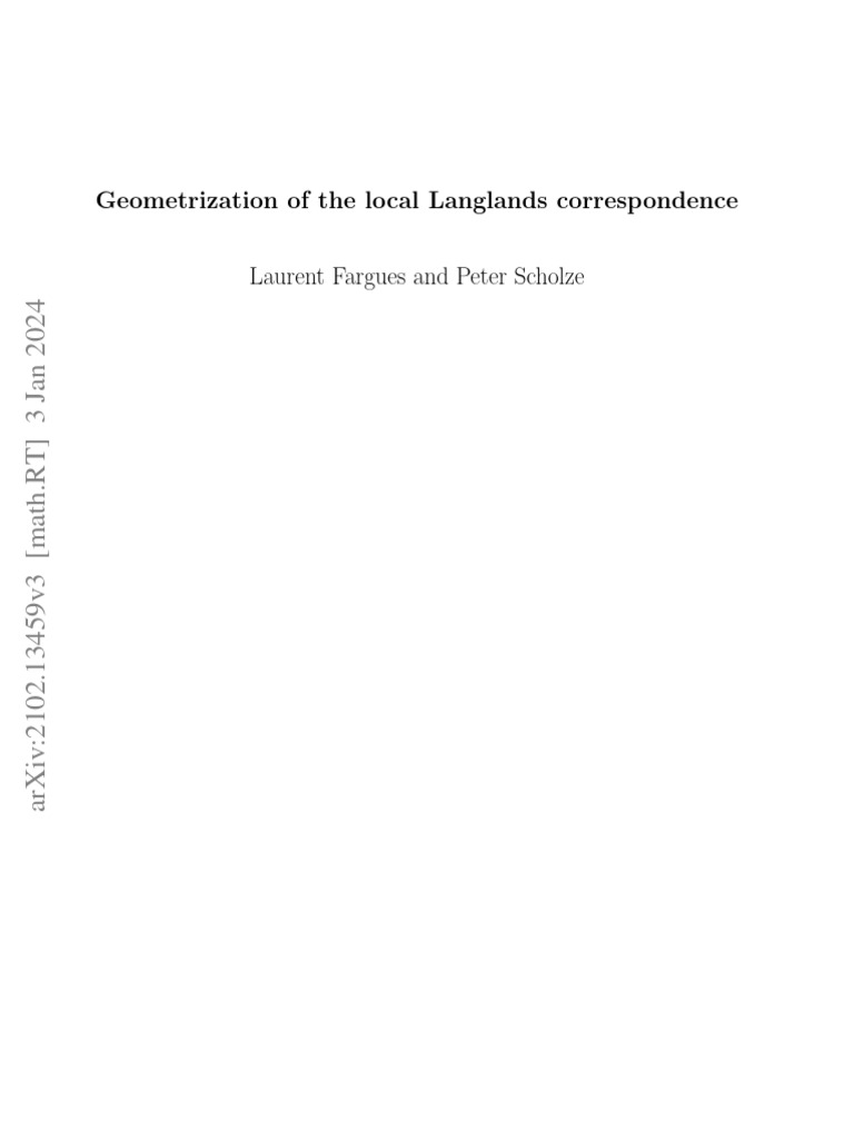 Geometrization Local Langlands | PDF | Vector Space | Field (Mathematics)