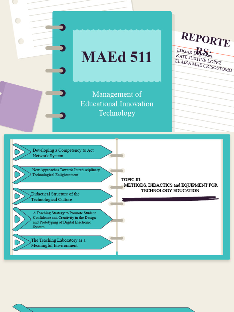 MAEd 511 Topic III Methods Didactics and Equipment For Technology Education | PDF | Project ...