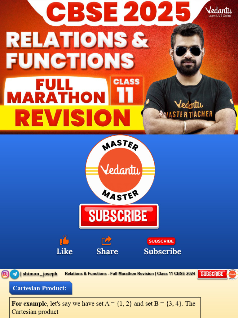 Relations And Functions Marathon Class 11 Maths Cbse Shimon Sir Vedantu Pdf Function