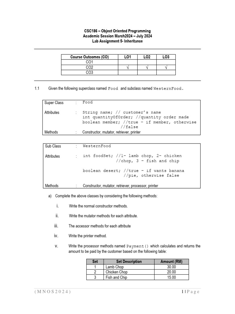 Lab Assignment 5 Inheritance Pdf Inheritance Object Oriented Programming Constructor
