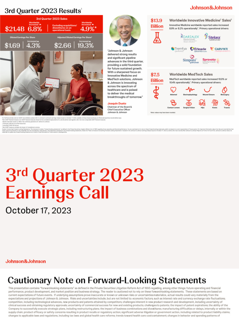 Final 10 17 JNJ Earnings Presentation Q3 2023 | PDF | Cancer | Lung Cancer