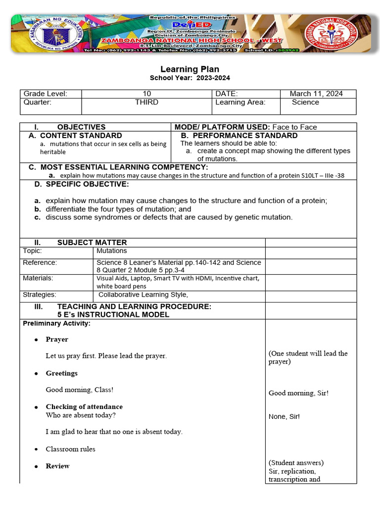 Mutations Lesson Plan | PDF | Rna | Mutation