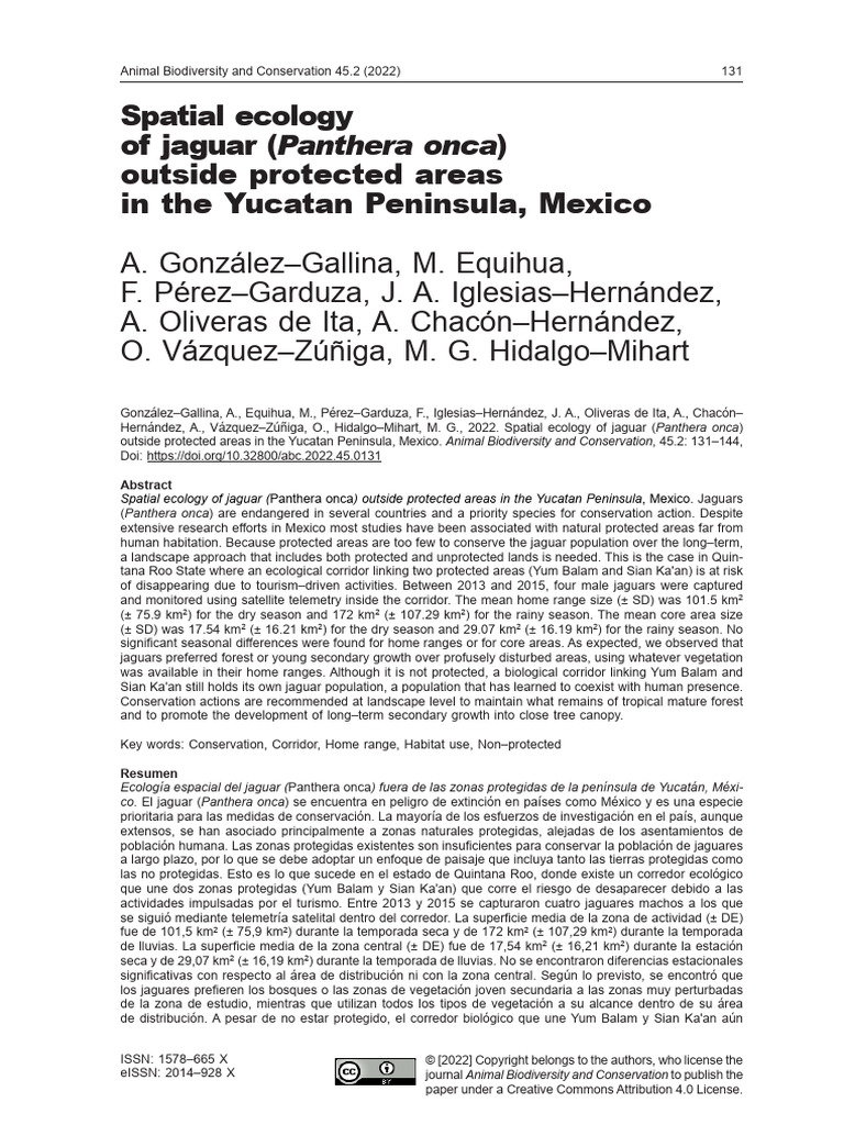 Spatial ecology of jaguar | PDF | Jaguar | Forests