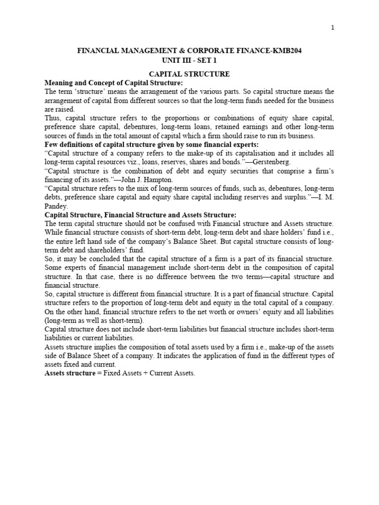 Capital Structure - Set 1 | PDF | Capital Structure | Financial Capital