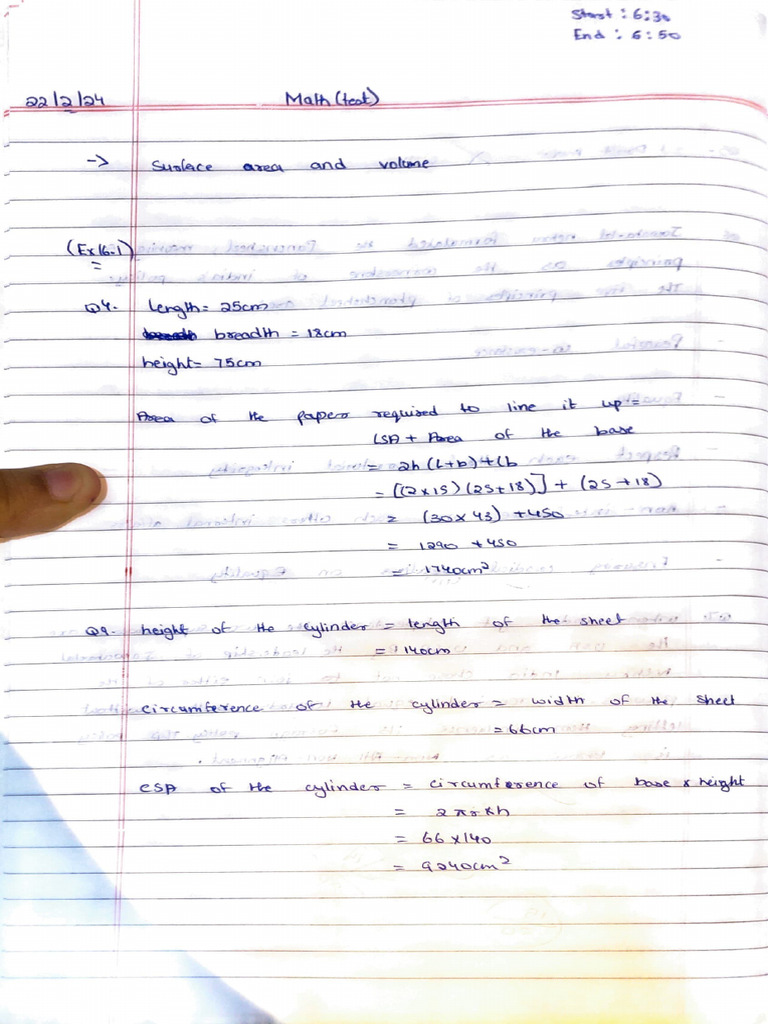 Surface Area and Volume Test | PDF
