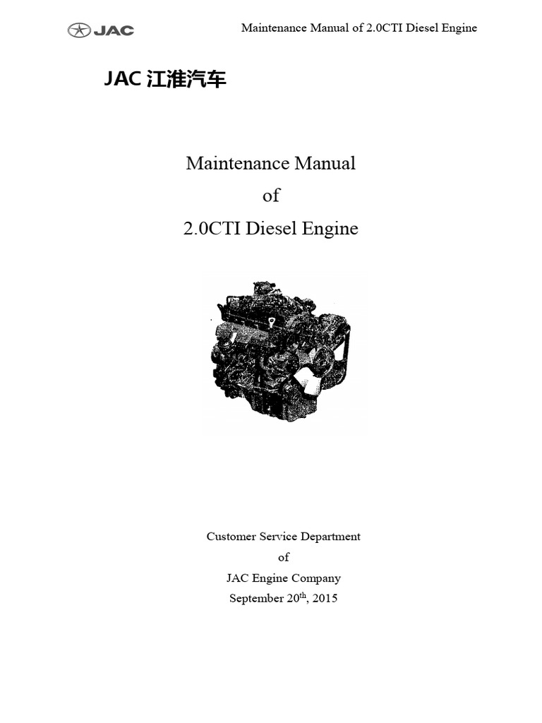 Manual Jac t8 Motor | PDF | Piston | Diesel Engine