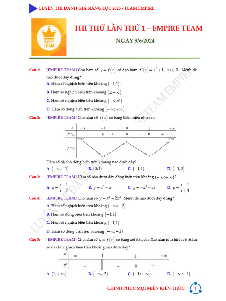 THI THỬ LẦN 1 2K7 | PDF