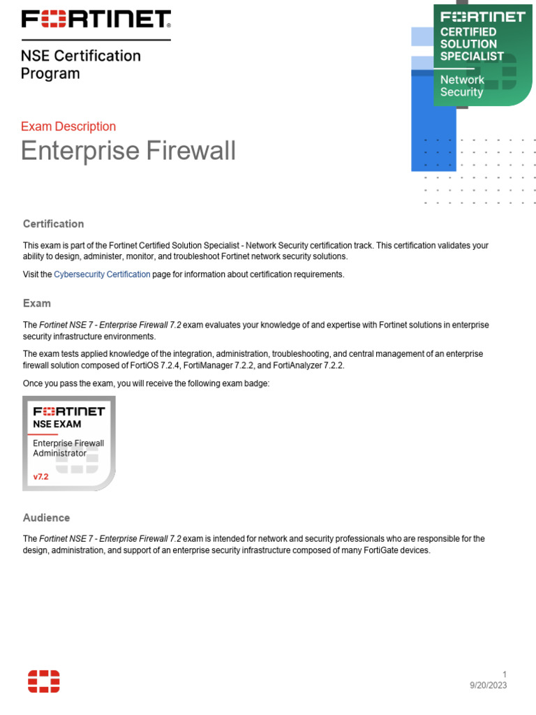 Enterprise Firewall 7.2 Exam Description | PDF | Computer Security ...