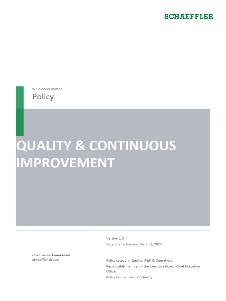 PY000041 EN Quality & Continuous Improvement Policy V1.0 | PDF ...