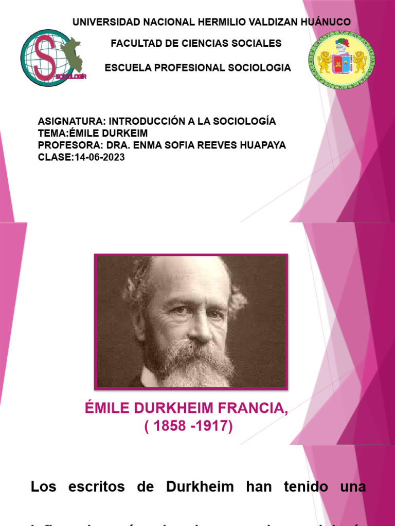 Diapositivas 03-06-2024. Émile Durkeim | PDF | Emile Durkheim | Sociedad