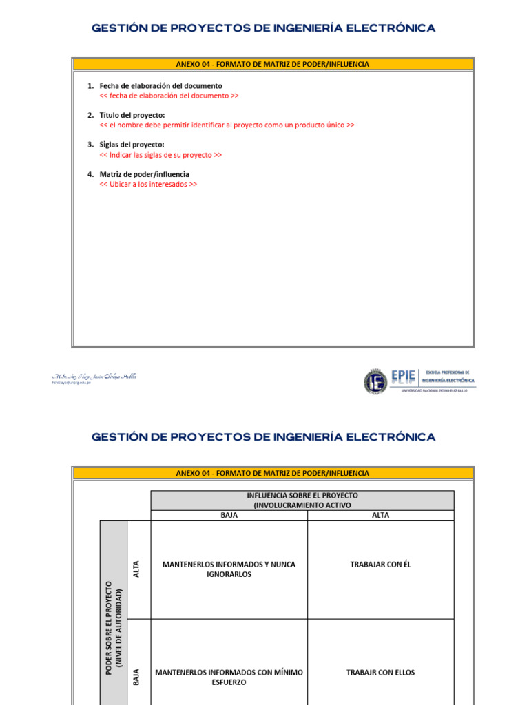 Anexo 04 - I - Interesados - Matriz de Poder-Influencia | PDF