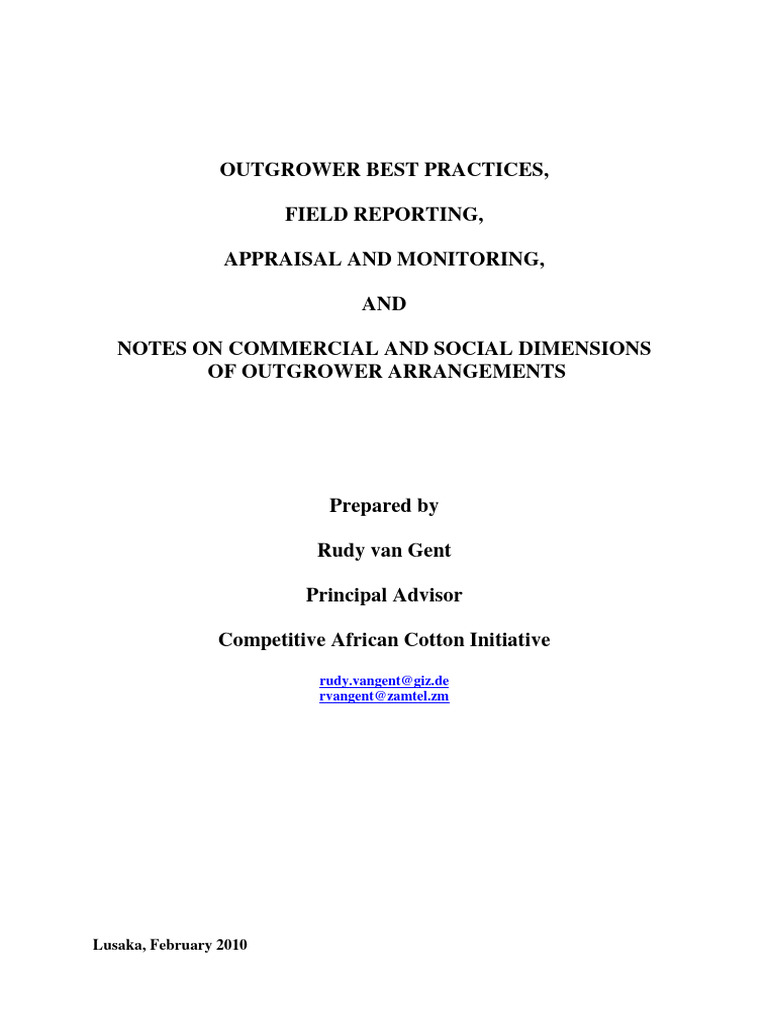 Outgrower Best Practices | PDF | Agriculture | Economies