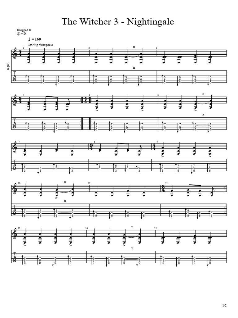 Guitar - Witcher - The Nightingale | PDF