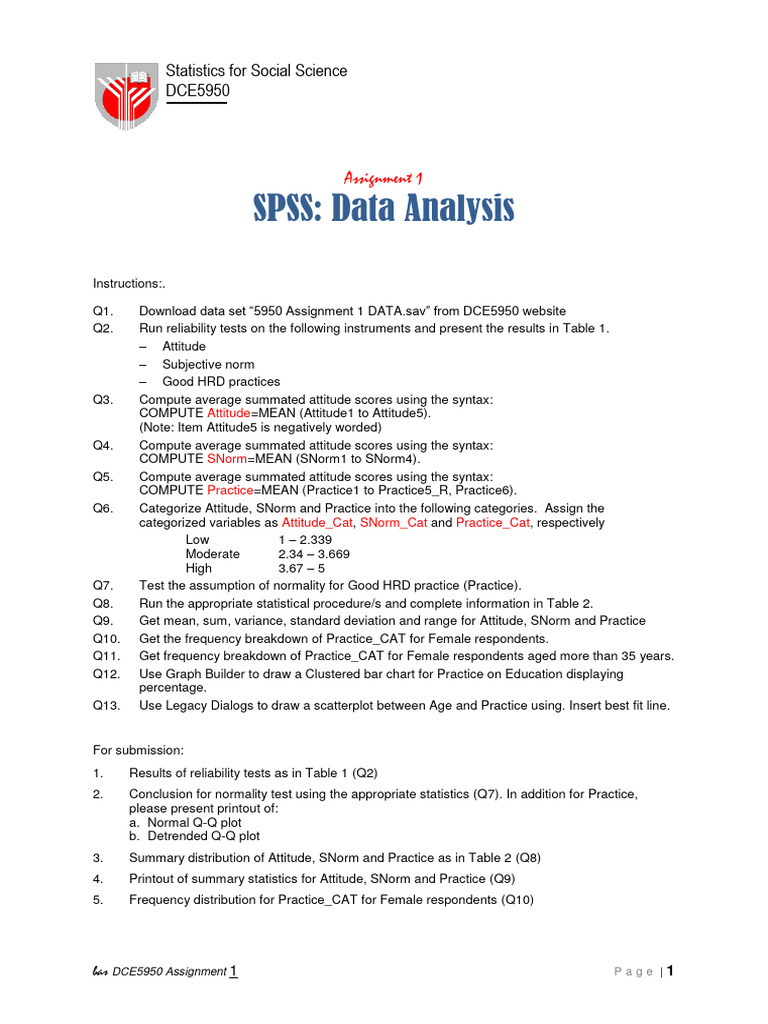 5950 Assignment 1 SPSS | Download Free PDF | Statistics | Statistical Analysis