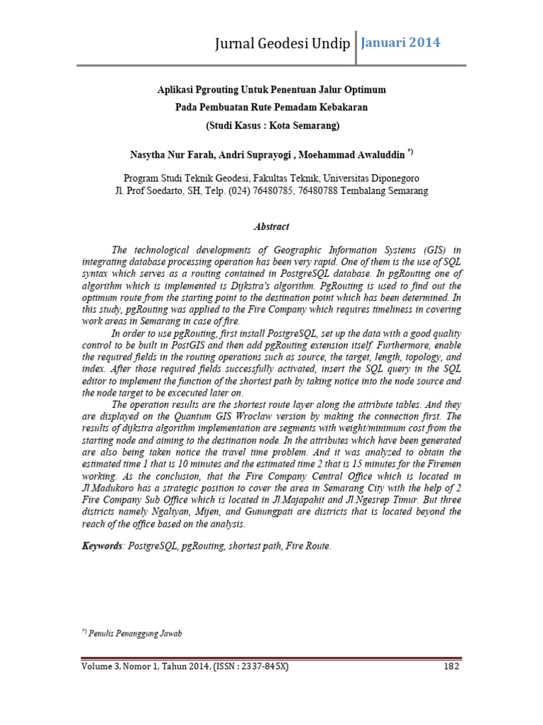 Aplikasi Pgrouting Untuk Penentuan Jalur Optimum | PDF | Sains & Matematika | Teknologi & Rekayasa