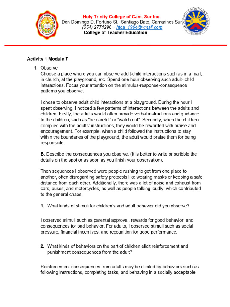 Activity 1 Module 7 | Download Free PDF | Reinforcement | Punishments