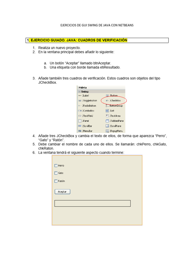 Ejercicios de Gui Swing de Java Con Netbeans | PDF | Ventana (informática) | Java (lenguaje de ...