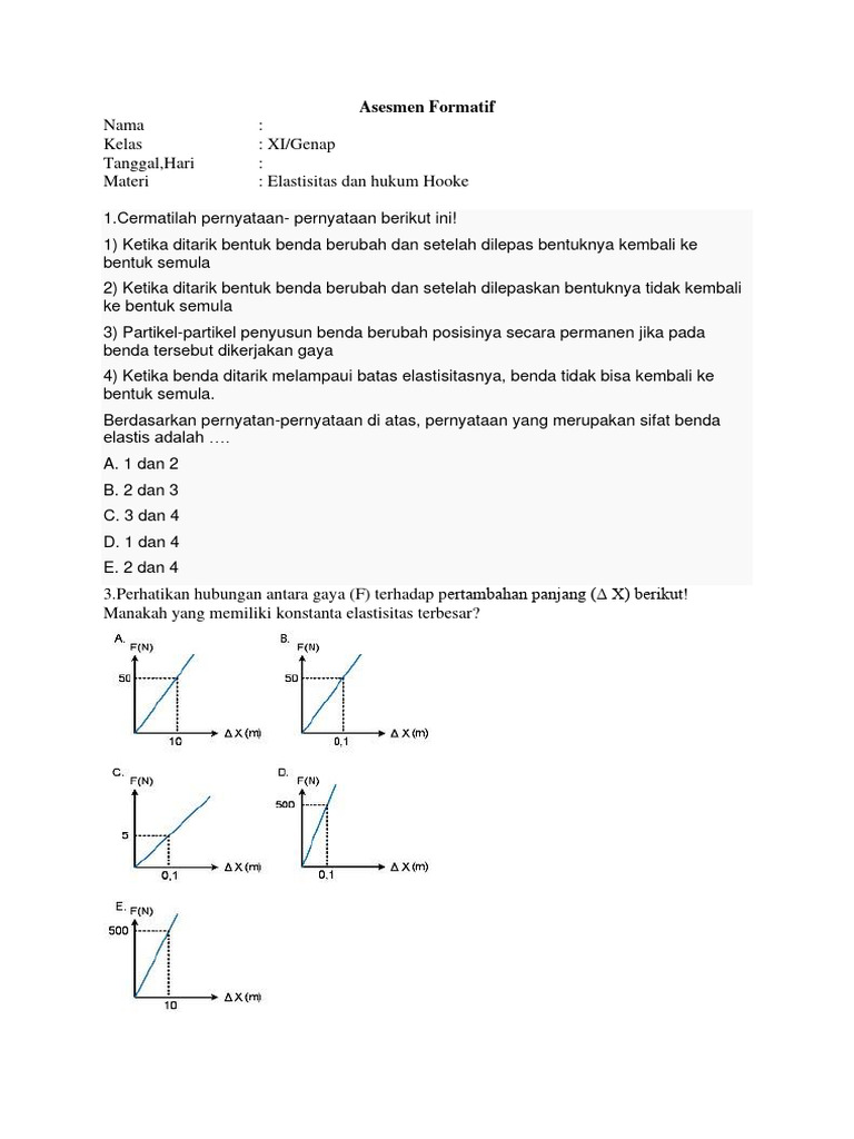 SOAL Elastisitas Dan Hukum Hooke | PDF