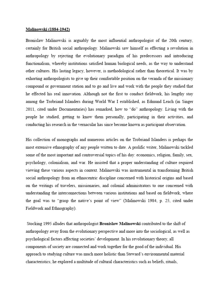 Contribution of Malinowski and Evans Pri | PDF | Anthropology | Social ...