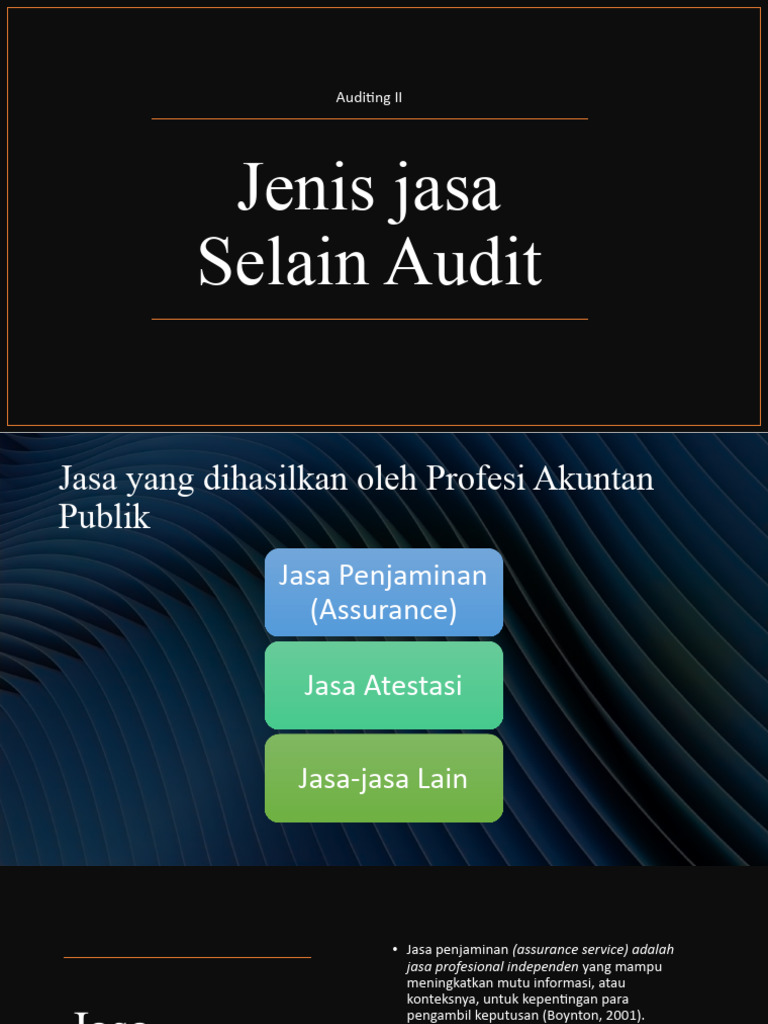 Auditing II-Week XV - Jenis Jasa Selain Audit | PDF