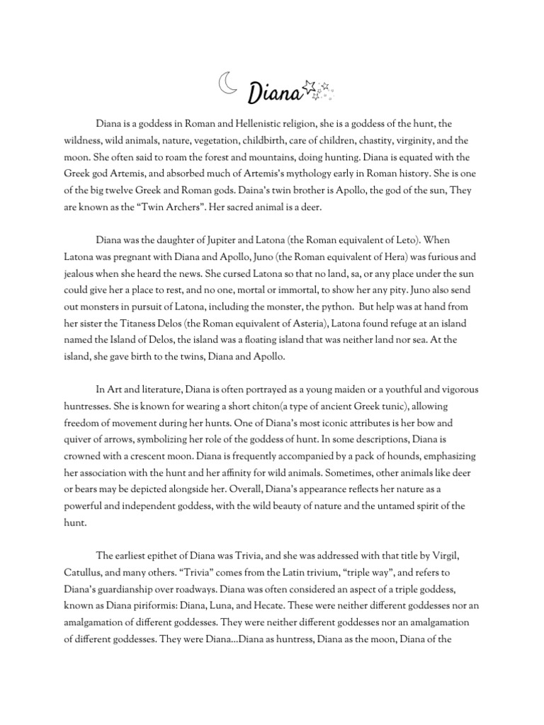 Socials-Rome Station 2-Diana-By Miya Qian | PDF | Apollo | Mythology