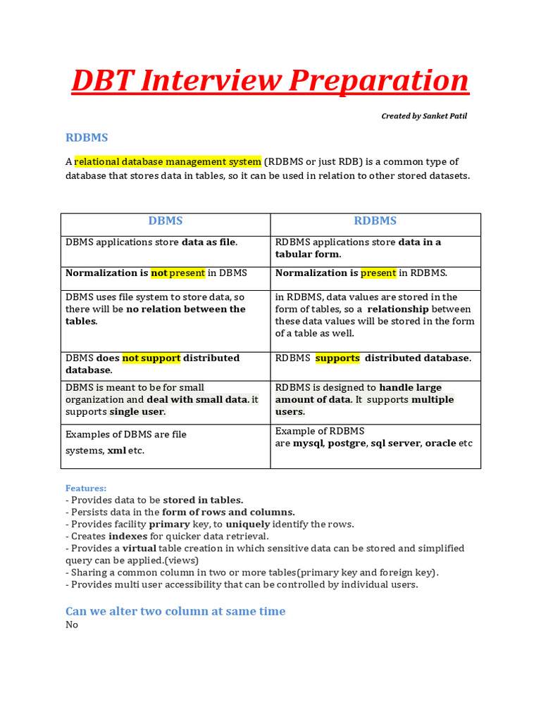 DBT Interview Prep | PDF | Relational Database | Database Index