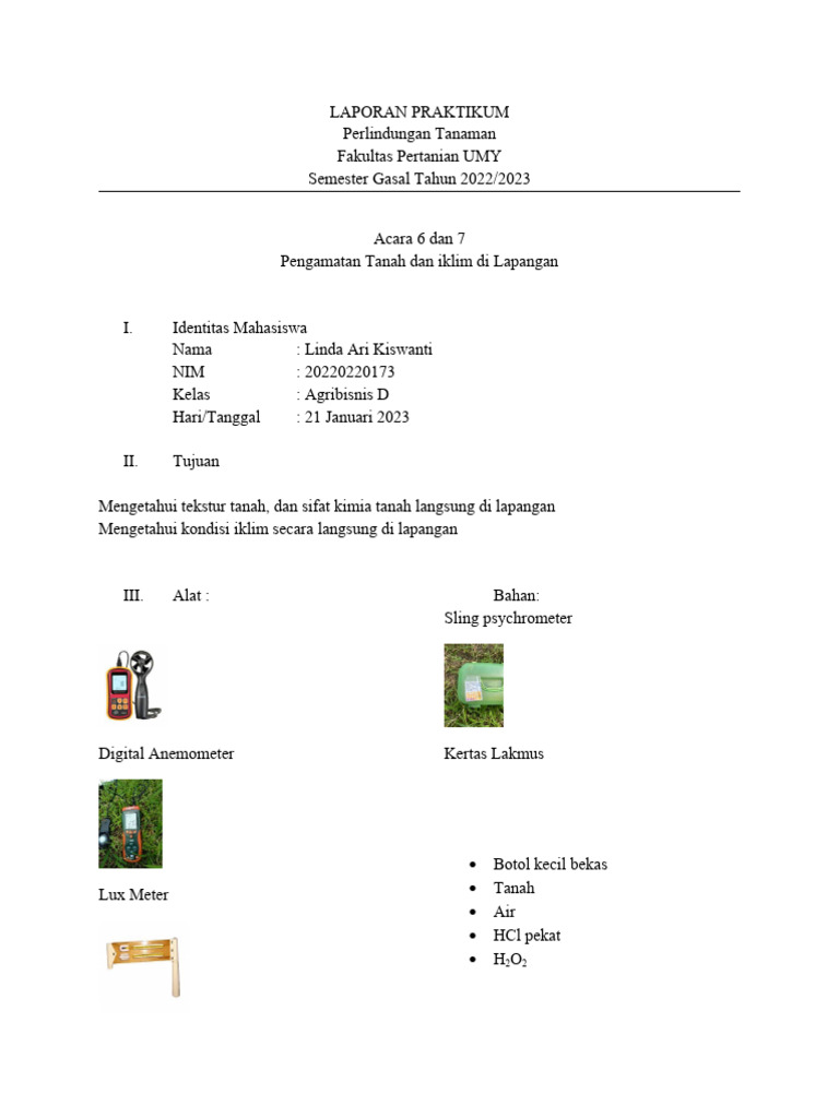 Linda Ari Kiswanti - 20220220173 - AgribisnisD - LAPRAK IKLIM TANAH ...