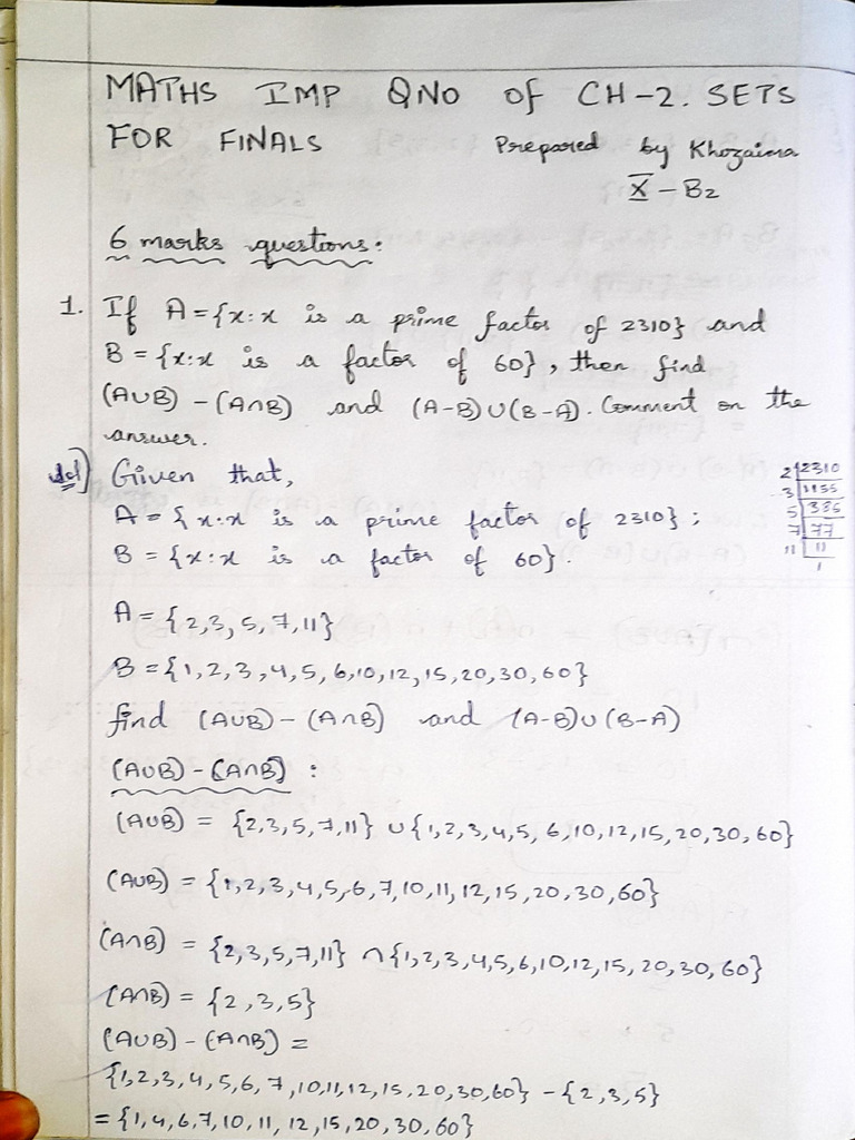 Maths Chapter 2. SETS (1) | PDF