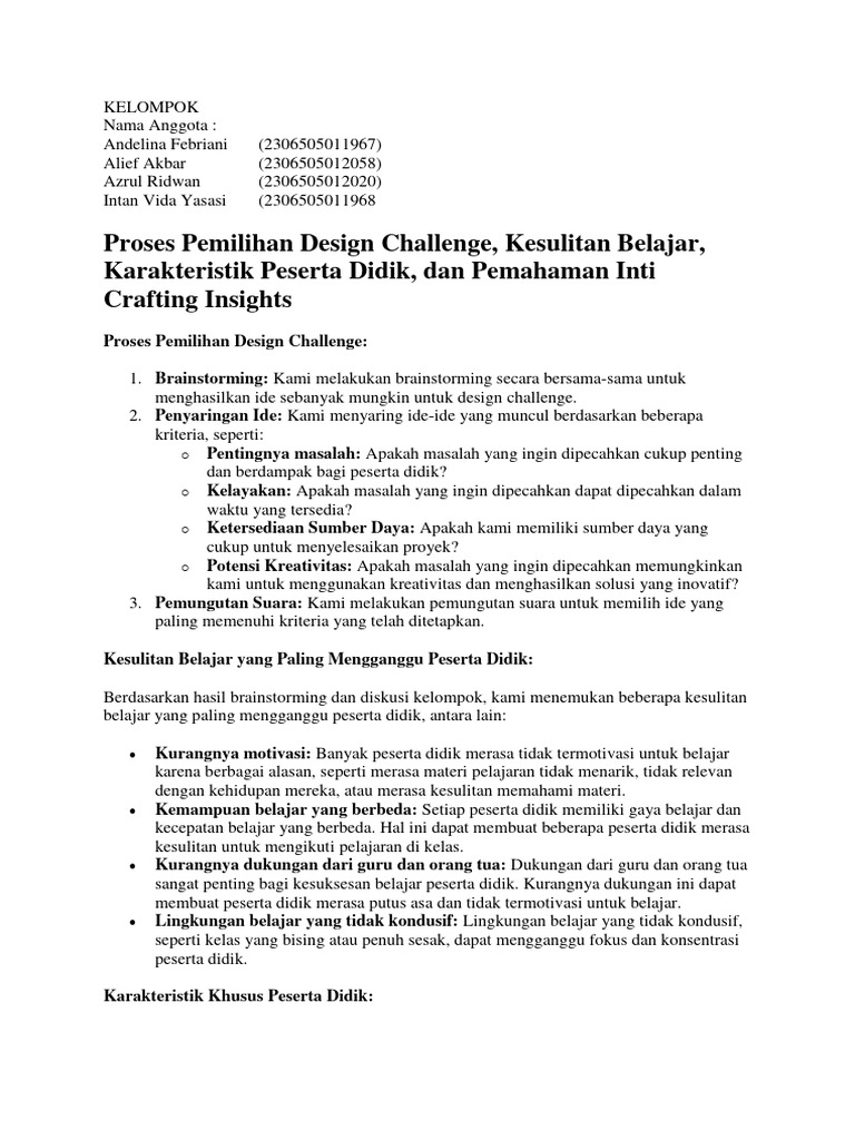 Optimasi Design Challenge Edukasi | PDF