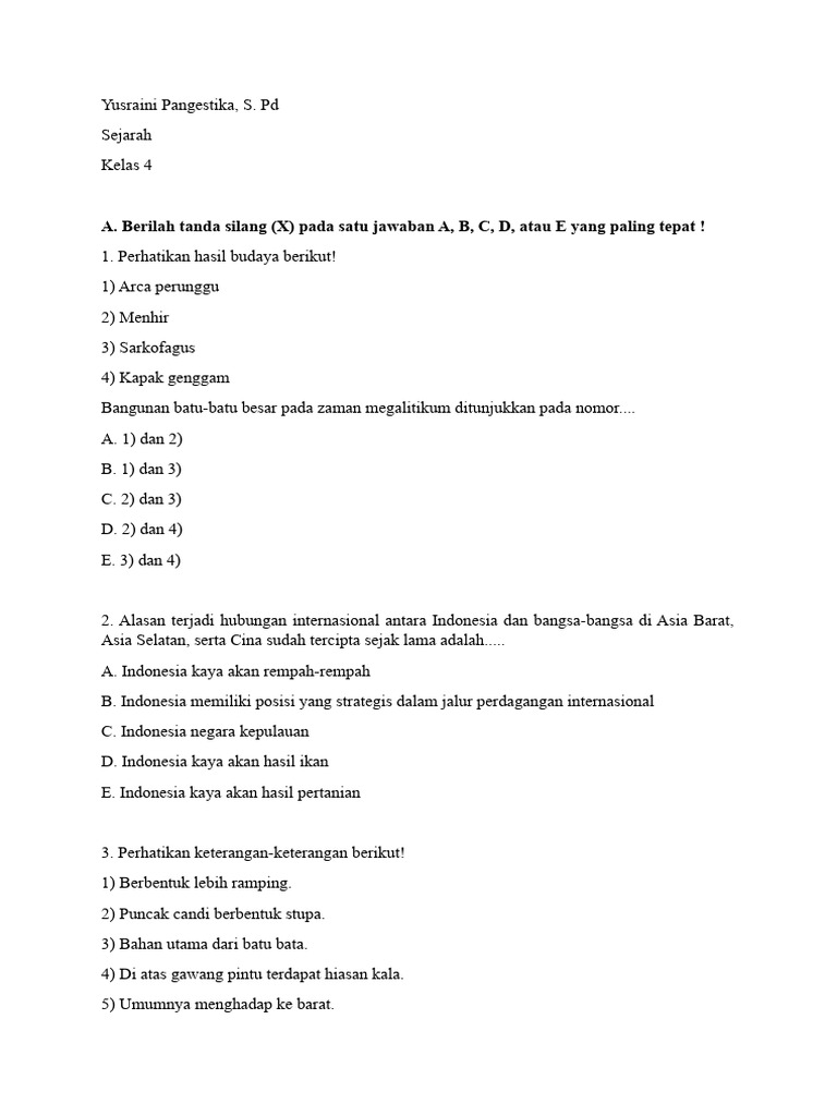 Sejarah Kls 4 YUSRA | PDF | Ilmu Sosial | Sejarah