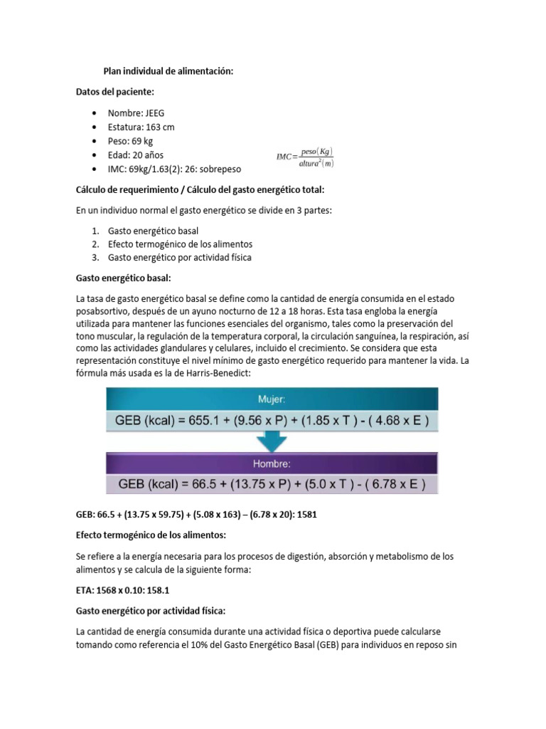 Clase Formulas Requerimientos Jesus | PDF | ensalada | Alimentos