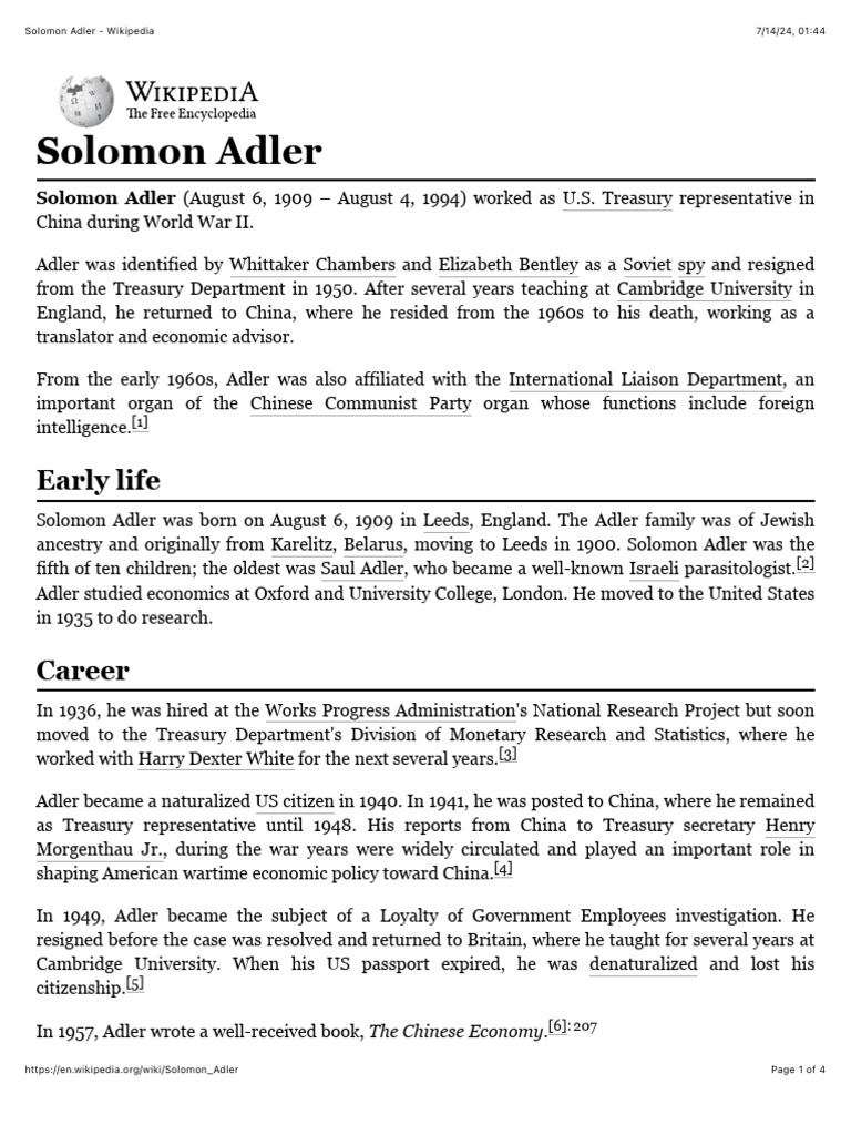 Solomon Adler - Wikipedia | PDF | History